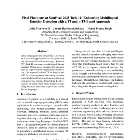 Pixel Phantoms At Semeval 2025 Task 11 Enhancing Multilingual Emotion Detection With A T5 And