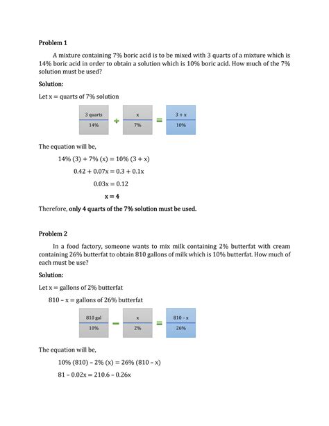 Solution Algebra Mixture Problem Compilation Studypool