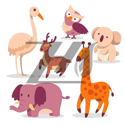 دانلود وکتور حیوانات کارتونی جغد گوزن فیل کوالا زرافه دانلود رایگان
