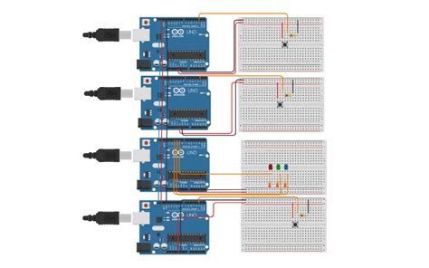 Circuit Design Collegamento 2 Arduini Master Slave Tinkercad