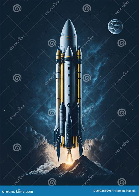 The Journey Of A Rocket Launch As It Defies Gravity And Soars Into Space Ai Generated Stock