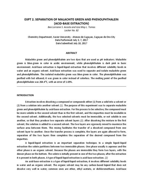 Acid Base Extraction Pdf Solubility Solution