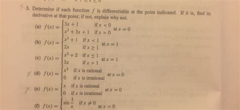 solved 3 determine if each function f is differentiable at