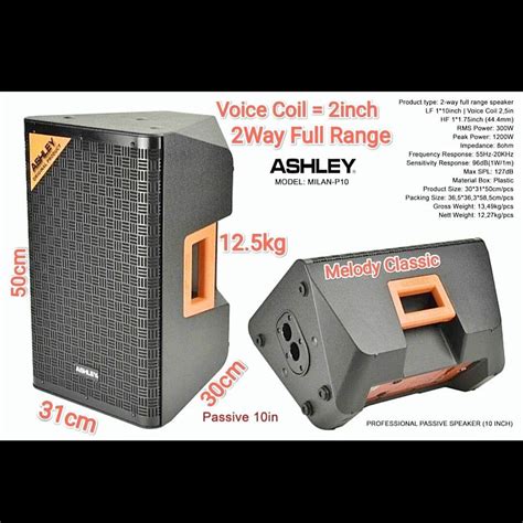 Speaker Pasif Ashley Milan P Inch Vc Way Full Range Passive Lazada Indonesia