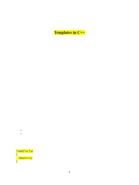 Templates In C110028 Pdf Namespace Object Computer Science
