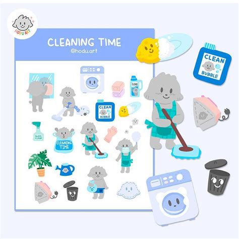 클리닝 타임 청소 스티커 위버딩