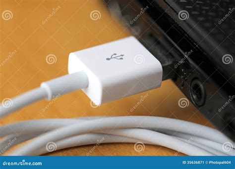 USB Cable And Port USB Notebook Stock Image Image Of Channel Macro 35636871