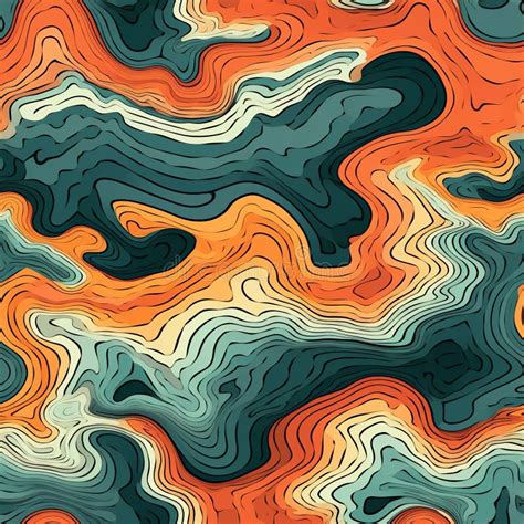 Generative Ai Topographic Map Seamless Pattern Stock Illustration