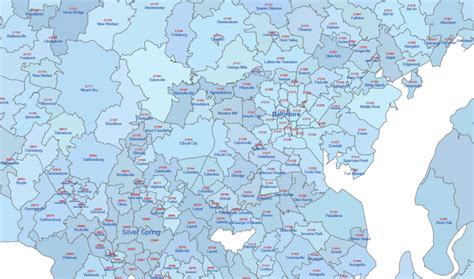 Md De Zip Code Map With Cities Your Vector