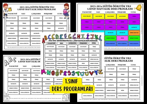 1 Sınıf Ders Programı Eğlenerek Öğrenelim Esra Sarıahmet