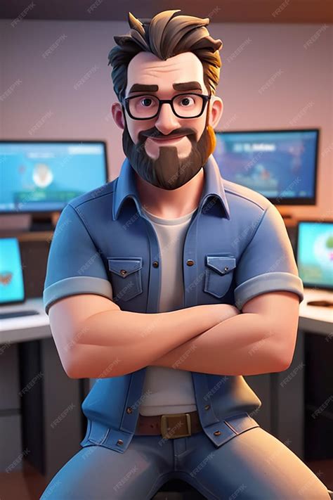 premium photo game developer cartoon character 3d animation
