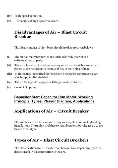 Air Blast Circuit Breakers Types Advantages Disadvantages Application Pdf