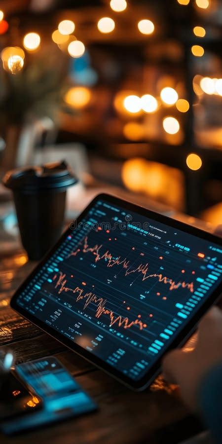 tablet displaying data analysis graph stock illustration illustration