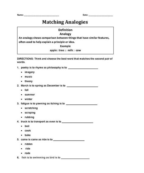 Analogies Worksheets Free Image And Pdf Printables