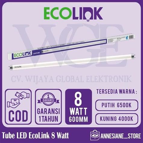 Jual Lampu Panjang Led Tube Tl Neon Ecolink 8w And 16w 600mm Putih Kuning T8 8 Watt Kuning Led