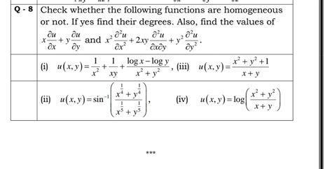 Check Whether The Following Functions Are Homogeneous Or Not If Yes Fin