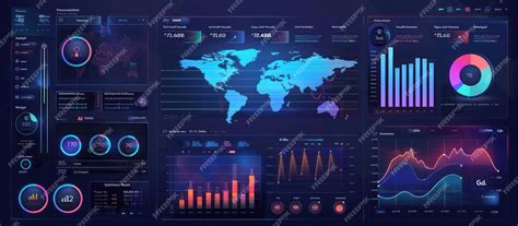 Futuristic Interface With World Map And Data Visualizations Premium Ai Generated Image