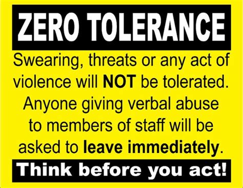 Signs Not Tolerated