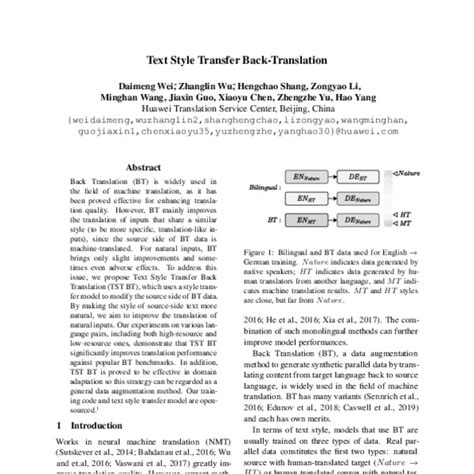 Text Style Transfer Back Translation Acl Anthology