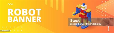 인쇄 및 디자인을 위한 로봇이 있는 배너 벡터 일러스트 레이 션입니다 0명에 대한 스톡 벡터 아트 및 기타 이미지 0명 3차원 형태 개념 Istock