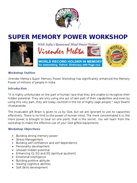 super memory power workshop pdf memory emotional intelligence