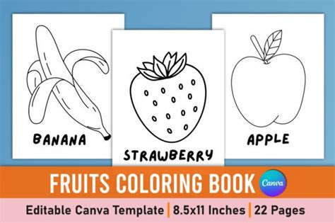 Fruits Coloring Book Canva Interior Graphic By Mustafiz Creative Fabrica