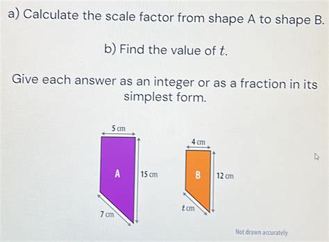 solved a calculate the scale factor from shape a to shape b b find