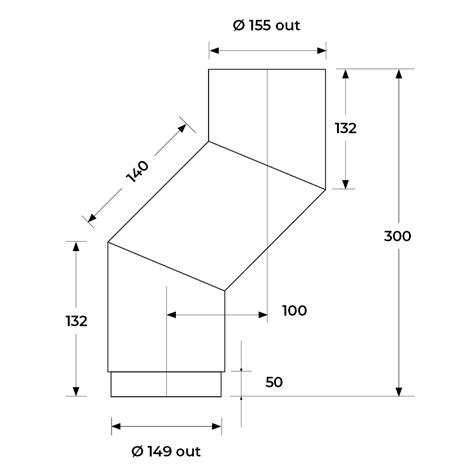 Short Offset Flue Pipe 300mm 6 Inch Black Ce Approved Flue Stock