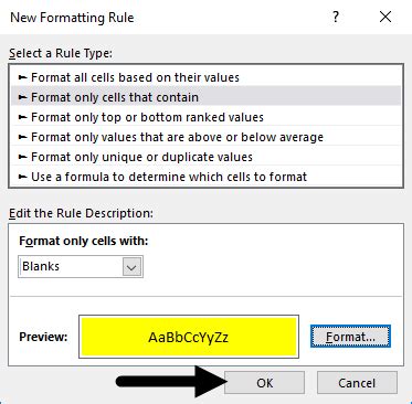 Conditional Formatting For Blank Cells Examples And Excel Template