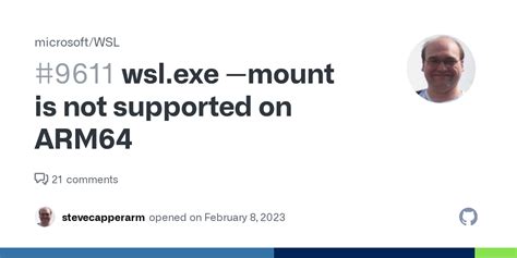 wsl exe mount is not supported on arm64 · issue 9611 · microsoft wsl