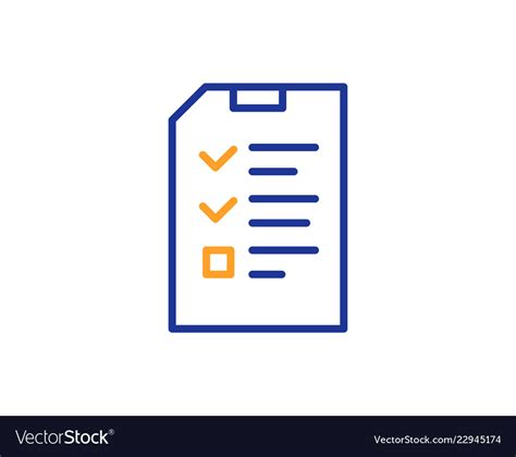 Checklist Document Line Icon File Sign Royalty Free Vector
