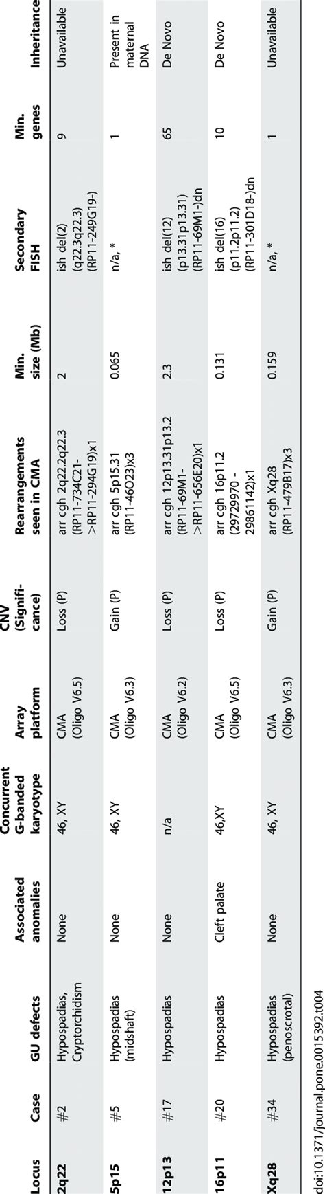 List Of Pathogenic P Copy Number Variations In Patients Presenting