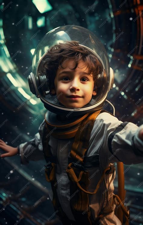 Premium Photo A Young Astronaut Exploring A Futuristic Spaceship