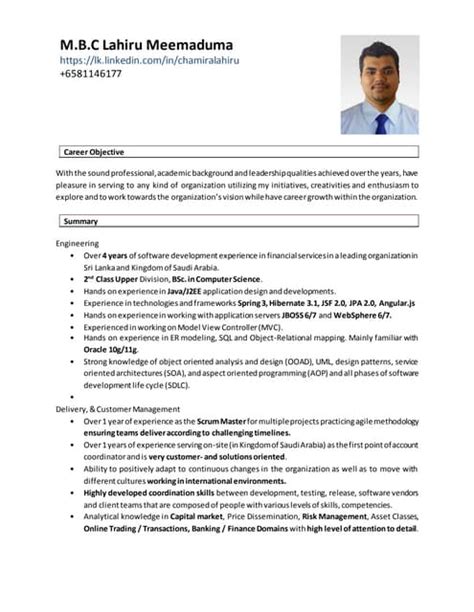 Mbc Lahiru Meemaduma Curriculum Vitae Java J2ee V3 Pdf