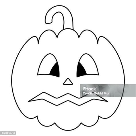호박 겁에 질린 표정 낙서 스타일 스케치 할로윈 상징 두려운 슬픔 잭 랜턴 모든 성도의 날 0명에 대한 스톡 벡터 아트 및 기타