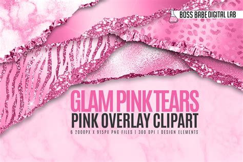 Glam Pink Tears Clipart Glitter Pink Tear Borders Clipart Glitter