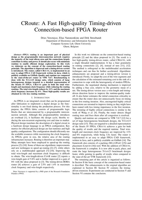 pdf croute a fast high quality timing driven connection based fpga