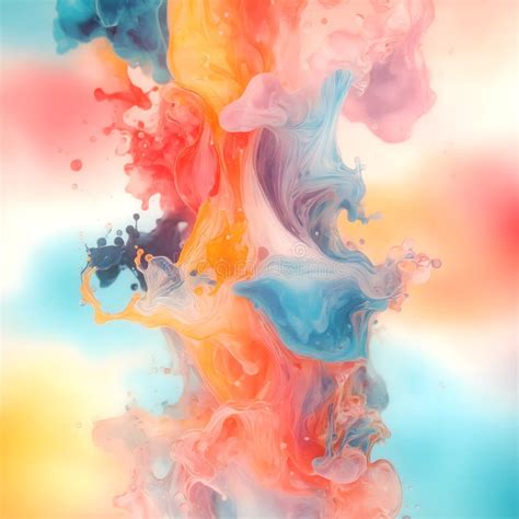 Abstract Composition In Which Flowing Shapes Of Colored Clouds Blend Together Stock Illustration