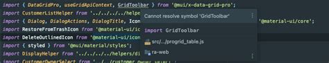 Import Warning Cannot Resolve Symbol GridToolbar Issue Mui Mui X GitHub