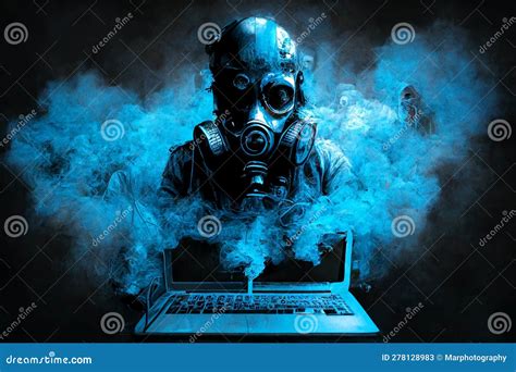 Conception Of A Hacker With Blue Smoke In Background Stock Illustration Illustration Of