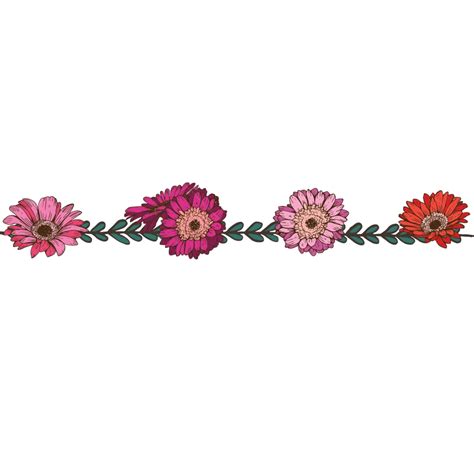 Vector Illustration Of Floral Border With Violet Daisies And Doodle
