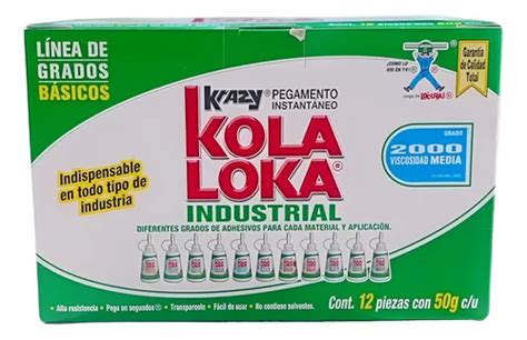 12 Pza Pegamento Kola Loka Industrial 20 Gr Viscosidad 2000