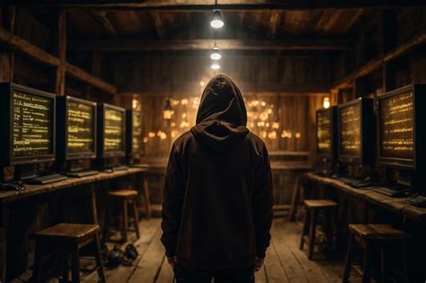 Premium Ai Image Back View Of Unrecognizable Man In Hoodie Standing
