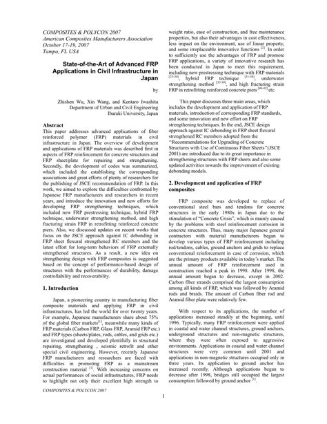 Pdf State Of The Art Of Advanced Frp Applications In Civil Infrastructure In Japan