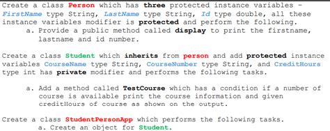 Solved Create A Class Person Which Has Three Protected Chegg