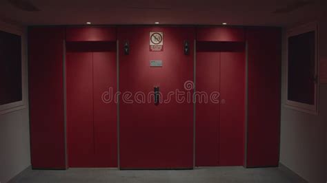 Red Elevator Doors Closing And Opening Repeatedly Stock Video Video