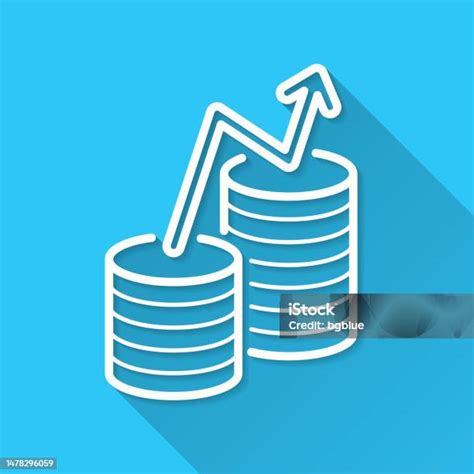 돈 성장 파란색 배경에 아이콘 긴 그림자가 있는 평면 디자인 0명에 대한 스톡 벡터 아트 및 기타 이미지 0명 3차원 형태 가격 Istock