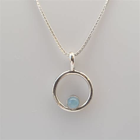 Micro Aqua Circle Pendant Silver Bonsai Gallery