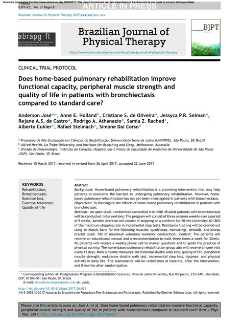 Pdf Does Home Based Pulmonary Rehabilitation Improve Functional Capacity Peripheral Muscle