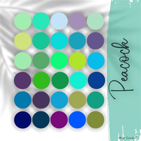 Peacock Procreate Color Palette Hex Codes Included Color Palette